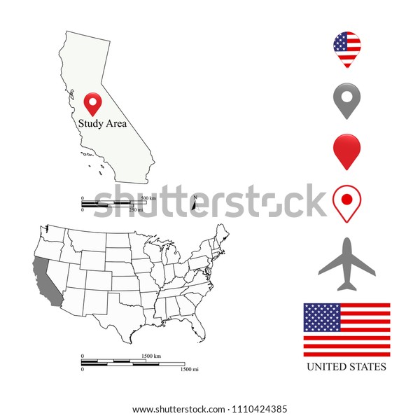 California Map Scale Usa Map Scale Stock Vector (Royalty Free) 1110424385