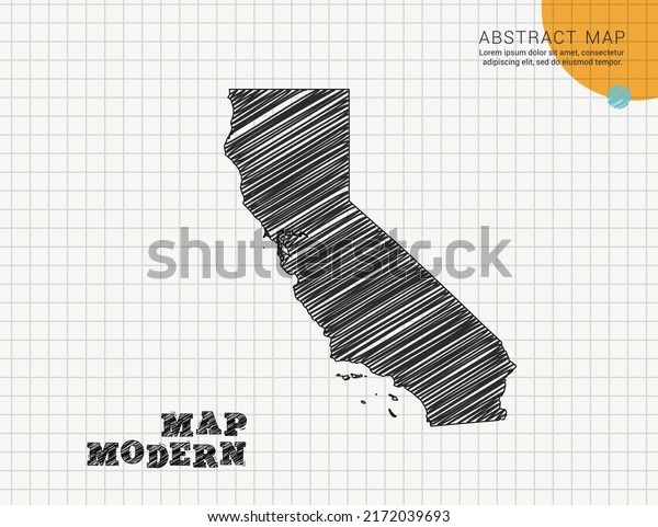 California Map Vector Black Silhouette Chaotic: เวกเตอร์สต็อก (ปลอดค่า ...
