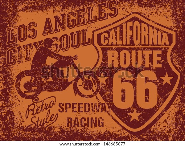 California Retro Route 66 Vector Art Stock Vector (Royalty Free) 146685077