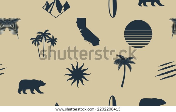 California Seamless Pattern California Background Vintage Stock Vector ...