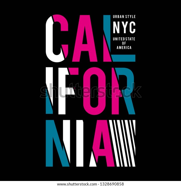 California Typography Design Tee T Shirtvector Stock Vector (Royalty ...
