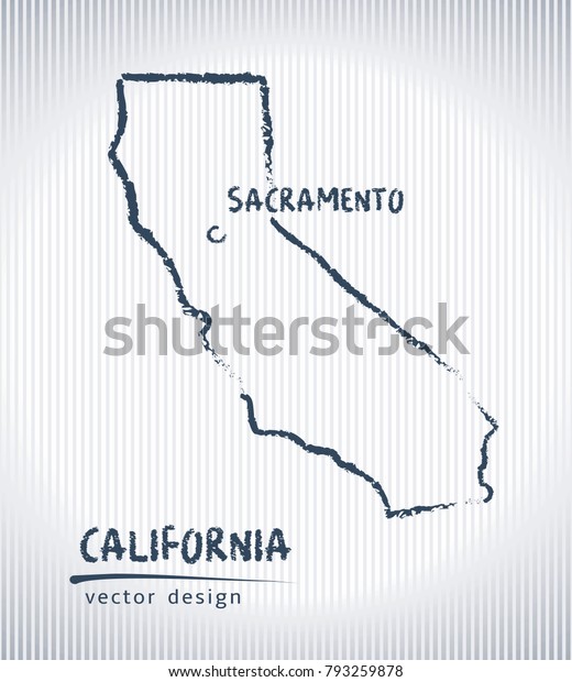 California Vector Chalk Drawing Map Isolated Stock Vector (Royalty Free ...