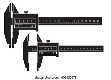 Caliper Black Drawing Vector Illustration Isolated: เวกเตอร์สต็อก (ปลอด ...
