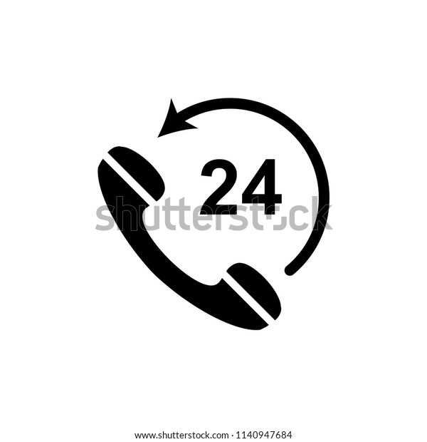 Call 24 Icon Illustration 24 Hour Stock Vector (Royalty Free) 1140947684