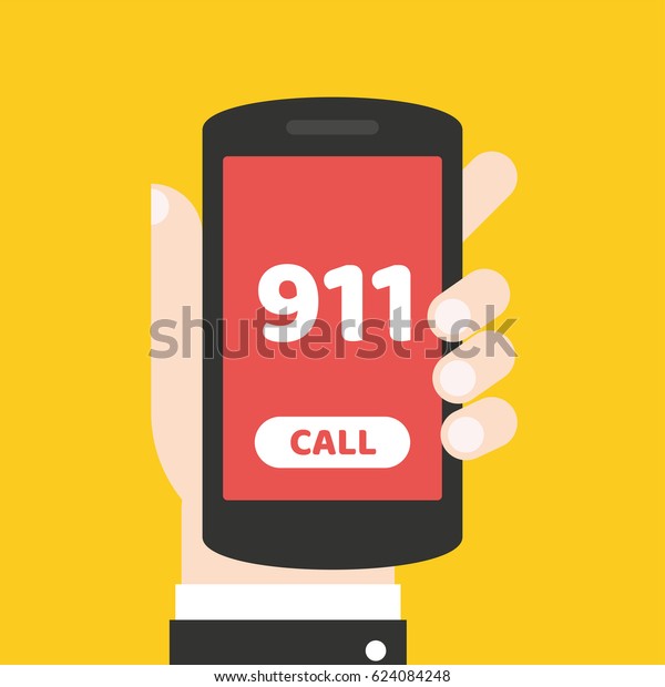 Call 911 Emergency Call Hand Holding Stock Vector (Royalty Free ...