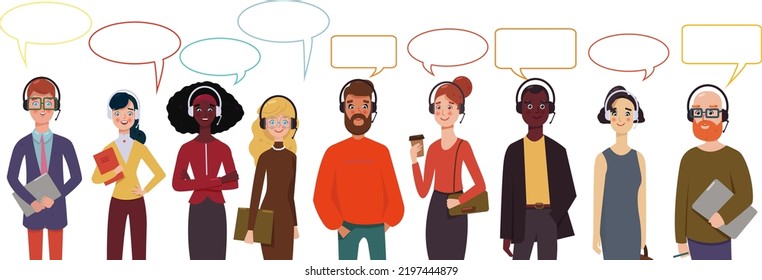 Call Center Agents Avatars Collection Set Stock Vector (Royalty Free ...