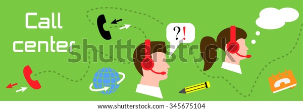 Call Center Banner Vector Illustration Stock Vector (Royalty Free ...