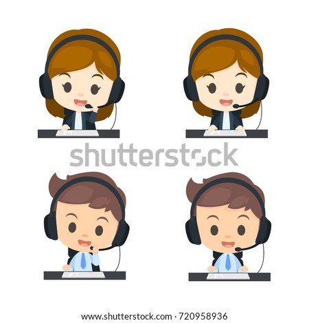 Call Center Cartoon Set Stock-Vektorgrafik (Lizenzfrei) 720958936 ...