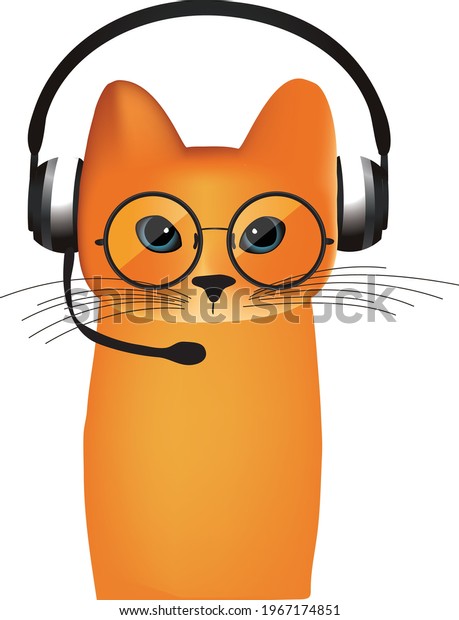 Call Center Cat Cat Phone Headset Stock Vector (Royalty Free ...