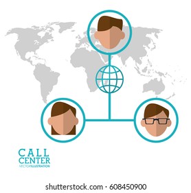 Call Center Character Global World Connection Stock Vector (Royalty ...