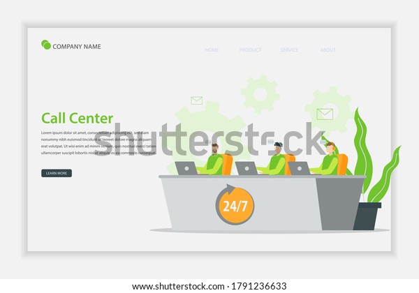 Call Center Concept Landing Page Call Stock Vector (Royalty Free ...