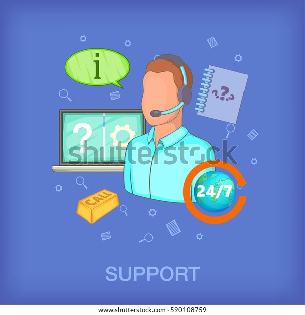 Call Center Concept Man Cartoon Illustration Stock Vector (Royalty Free ...