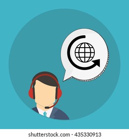 Call Center Design Communication Icon Flat Stock Vector (Royalty Free ...