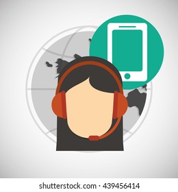 Call Center Design Global Communication Flat Stock Vector (Royalty Free ...