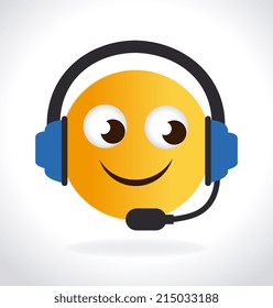 Adorable Smiley Wearing Headset Isolated On Stock Illustration 69723739 ...