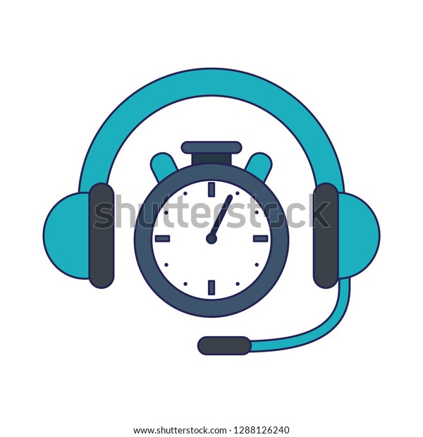 Call Center Headset Clock Timer Stock Vector (Royalty Free) 1288126240
