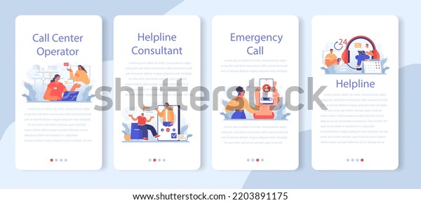 Call Center Helpline Mobile Application Banner Stock Vector (Royalty ...