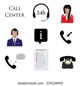 Call Center Icon Set Information Contact Stock Vector (Royalty Free ...