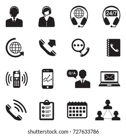 Call Center Icons Black Flat Design Stock Vector (Royalty Free ...