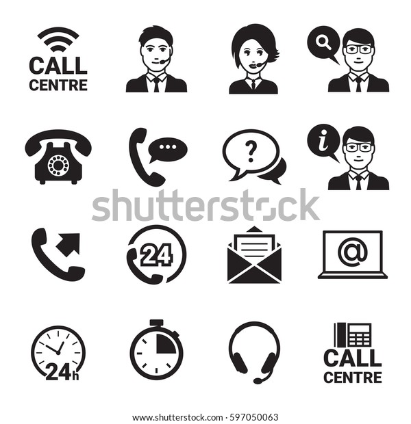 콜 센터 아이콘 집합흰색 바탕에 검정 스톡 벡터(로열티 프리) 597050063 | Shutterstock