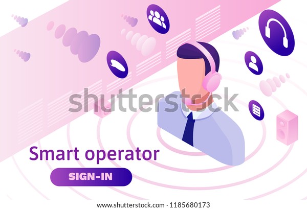 Call center isometric 3d vector illustration, customer service and ...