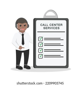 Call Center Man African Services Clipboard Stock Vector (Royalty Free ...