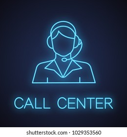 Call Center Operator Neon Light Icon Stock Vector (Royalty Free ...