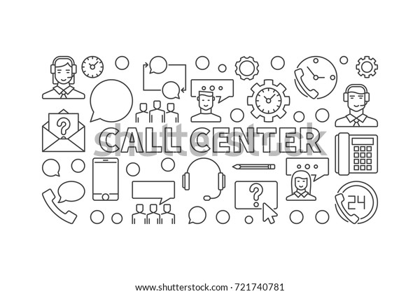 Call Center Outline Illustration Vector Modern Stock Vector (Royalty ...