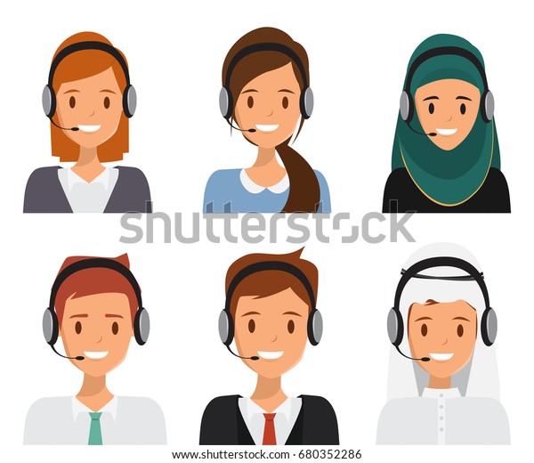 Call Center People Team Work Customer Stock Vector (Royalty Free) 680352286
