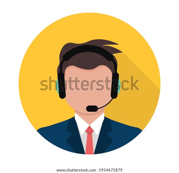 Call Center Support Service Icon Male Stock Vector (Royalty Free ...