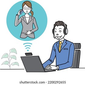 Call Center Talk Customers Remotely Stock Vector (Royalty Free ...