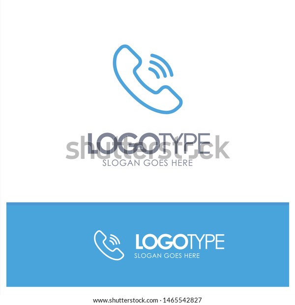 Call Communication Logo Blue Phone Outline Stock Vector (Royalty Free ...