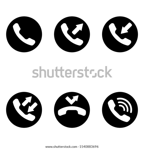 Call Icon Black White Color Round Stock Vector (Royalty Free ...