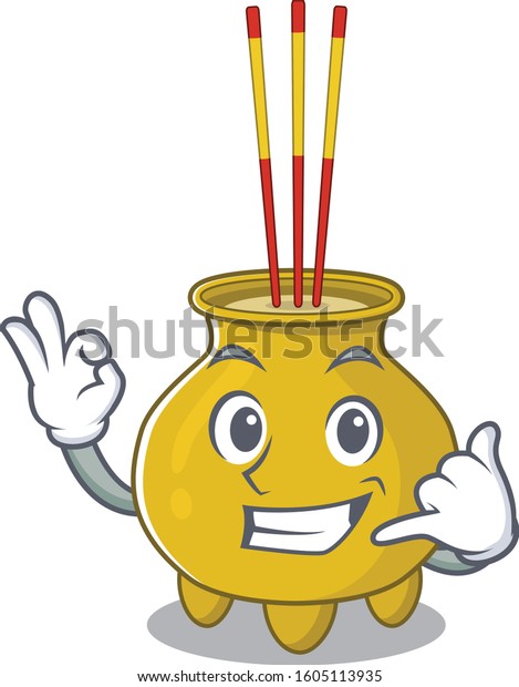 Call Me Funny Chinese Incense Mascot Stock Vector (Royalty Free ...