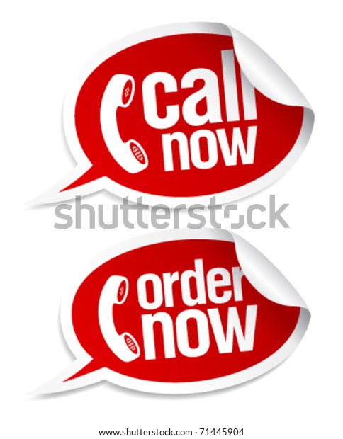 Call Now Stickers Form Speech Bubbles Stock Vector (Royalty Free ...