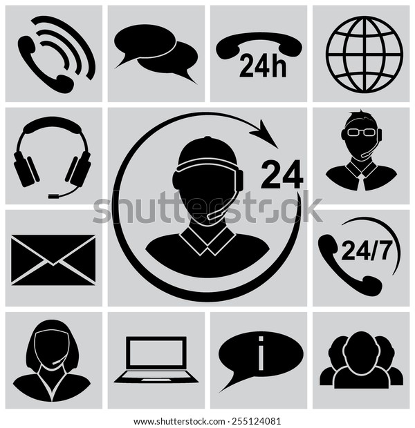 Call Support Icon Set Illustration Stock Vector (Royalty Free) 255124081