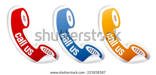 Call Us Stickers Set Stock Vector (Royalty Free) 225838387 | Shutterstock
