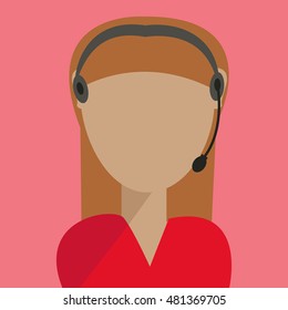 Callcenter Operator Pink Color Isolated Stock Vector (Royalty Free ...