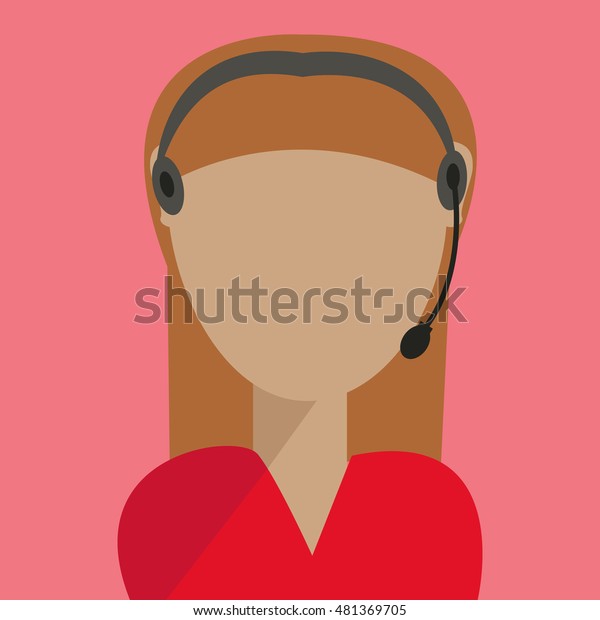 Callcenter Operator Pink Color Isolated Stock Vector (Royalty Free ...