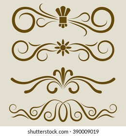 Calligraphic Book Page Divider Vector Set Stock Vector (Royalty Free ...