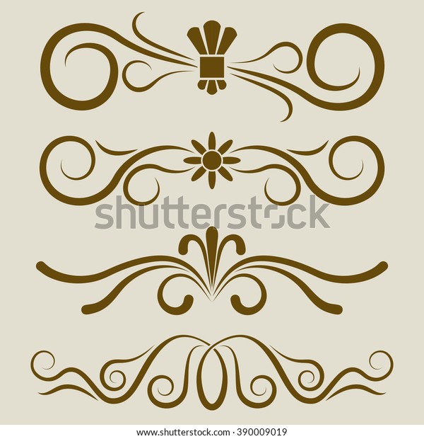Calligraphic Book Page Divider Vector Set Stock Vector (Royalty Free ...