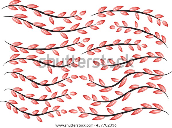 Calligraphic decorative elements with leaf lines - Stock Image - Everypixel