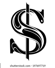 Calligraphic Dollar Sign Stock Vector (Royalty Free) 197697719 ...