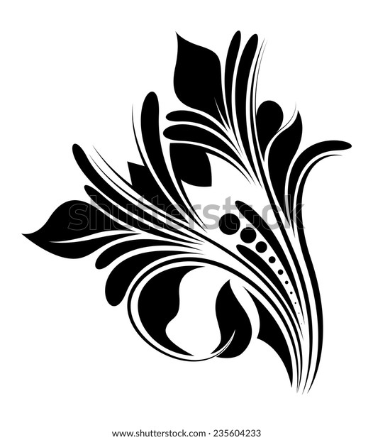 Calligraphic Floral Design Stock Vector (Royalty Free) 235604233 ...