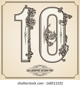 Calligraphic Font Number 10 Vector Design Stock Vector (Royalty Free ...