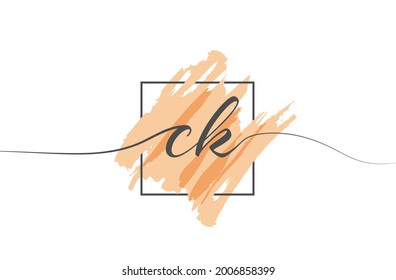 Calligraphic Lowercase Letters Ck Single Line Stock Vector (Royalty ...