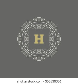 Calligraphic Monogram Emblem Logo Design Vector Stock Vector (Royalty ...