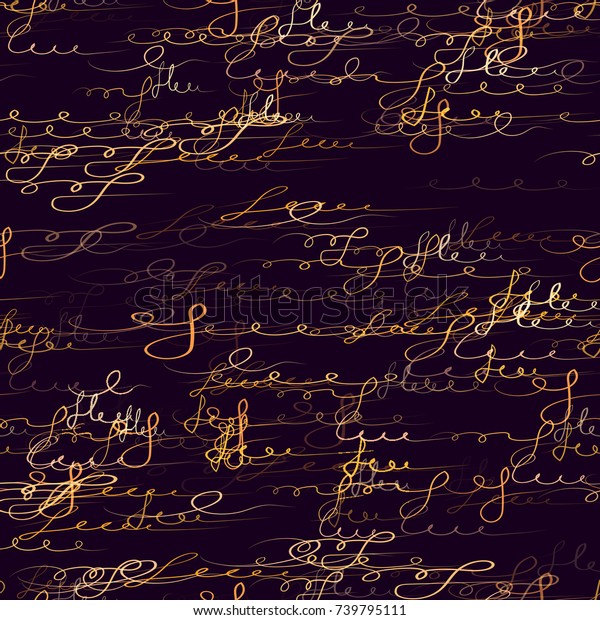 Calligraphic Print Design Gold Handwritten Signs Arkivvektor ...