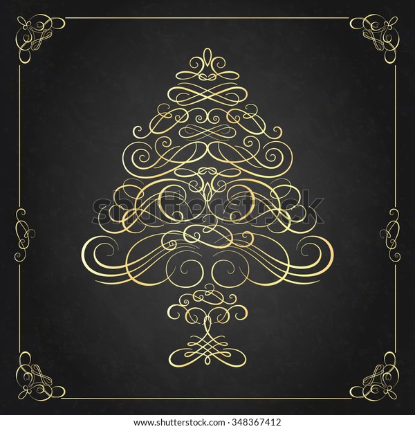 Calligraphy Christmas Tree Vector Illustration Stock Vector (Royalty ...