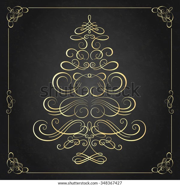 Calligraphy Christmas Tree Vector Illustration Stock Vector (Royalty ...